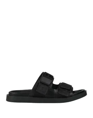 Emporio Armani Sandals Size Soft Leather, Textile Fibers - Black