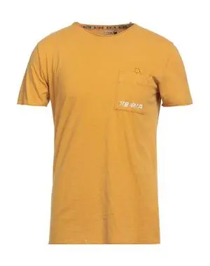 BERNA Man T-shirt Brown Size S Cotton Yellow