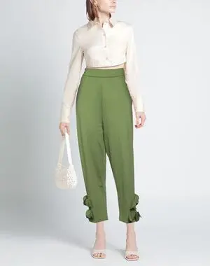 MEIMEIJ Tailored Light Viscose Blend Pants With Floral Appliqués