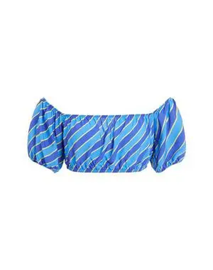 8 BY YOOX Striped Wide-neck Viscose Top - Blue