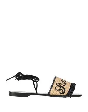 CAFÈNOIR Leather-lined Tie Sandals - Black