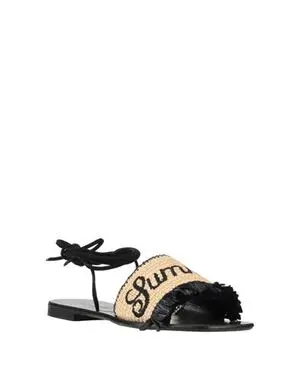 CAFÈNOIR Leather-lined Tie Sandals - Black
