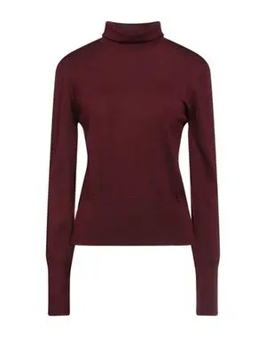 Alpha Studio Woman Turtleneck Dark Brown Size 6 Wool Red