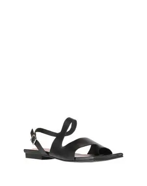 GANNI Leather Thong Sandals - Black