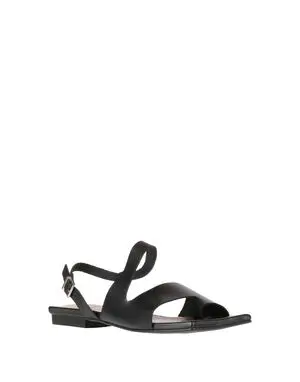 GANNI Leather Thong Sandals - Black