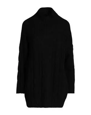 ANGELA MELE MILANO Cable Knit Turtleneck Sweater - Black