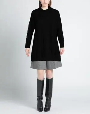 ANGELA MELE MILANO Cable Knit Turtleneck Sweater - Black