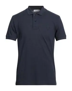 TRUSSARDI Man Polo Shirt Red Size S Cotton Navy Blue