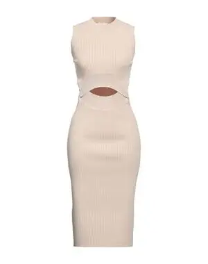 VICOLO Midi Knitted Bodycon Dress - Beige