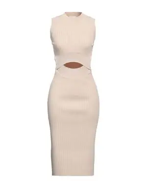 VICOLO Midi Knitted Bodycon Dress - Beige