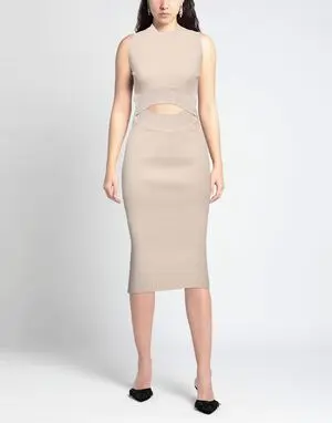 VICOLO Midi Knitted Bodycon Dress - Beige