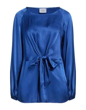 VICOLO Striped Bow-detailed Top - Blue