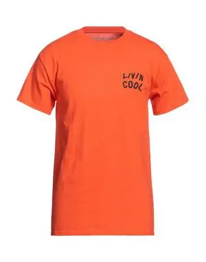 LIVINCOOL Man T-shirt Black Size M Cotton Orange