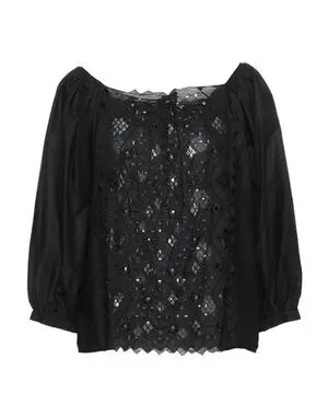 MANILA GRACE Woven Top - Black