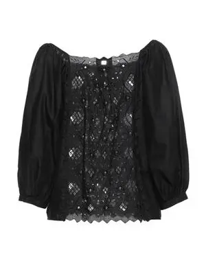 MANILA GRACE Woven Top - Black