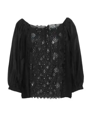 MANILA GRACE Woven Top - Black