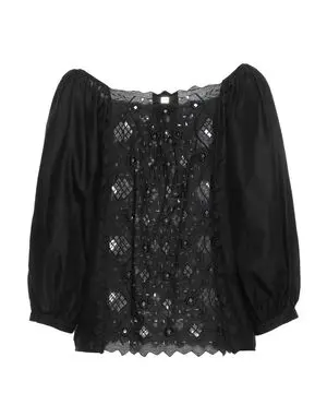 MANILA GRACE Woven Top - Black