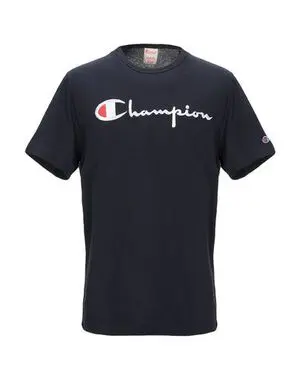 Champion Man T-shirt Black Size L Cotton Blue
