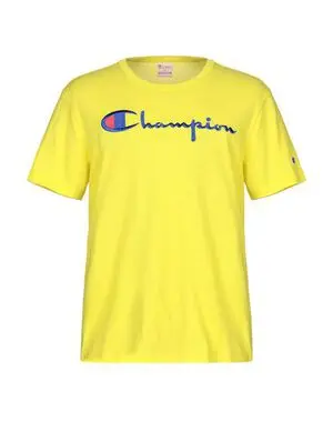 Champion Man T-shirt Black Size L Cotton Yellow