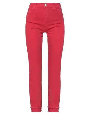 TWINSET Skinny Fit Jeans With Fringed Hem - Red