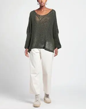 SPADALONGA Solid Round Neck Sweater - Green
