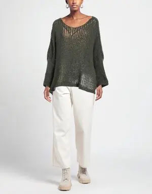 SPADALONGA Solid Round Neck Sweater - Green