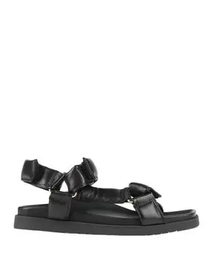 DOUCAL'S Leather Flat Sandals - Black