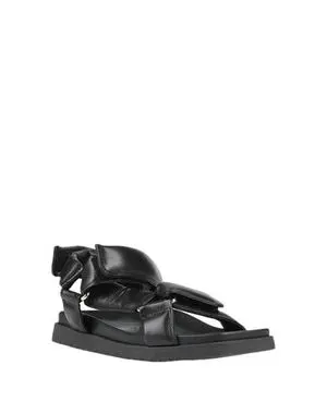 DOUCAL'S Leather Flat Sandals - Black
