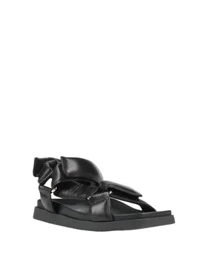 DOUCAL'S Leather Flat Sandals - Black