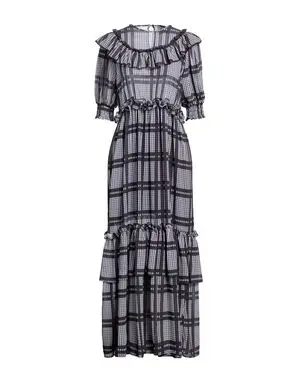 5RUE Tartan Pattern Maxi Dress - Grey