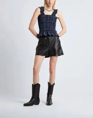 8 BY YOOX Cotton Check Ruffled Smock Top