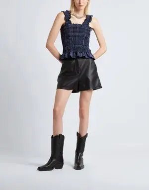 8 BY YOOX Cotton Check Ruffled Smock Top