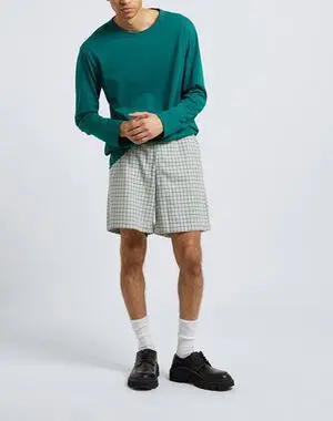 8 BY YOOX Cotton Wide Leg Plaid Shorts