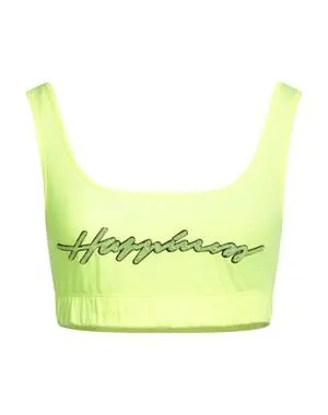HAPPINESS Embroidered Jersey Crop Top - Yellow