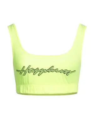 HAPPINESS Embroidered Jersey Crop Top - Yellow