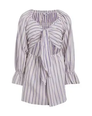 Topshop Striped Playsuit - White