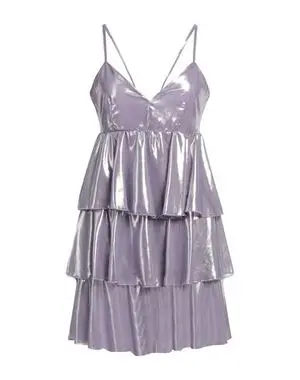 VICOLO Metallic Tiered Mini Dress