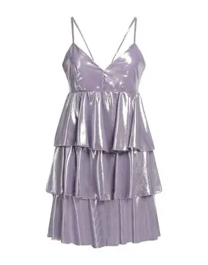 VICOLO Metallic Tiered Mini Dress