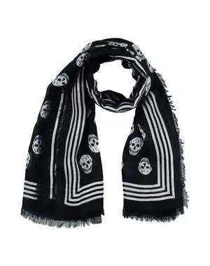 Alexander McQueen Man Scarf White Size - Modal Black