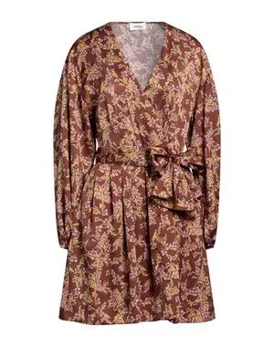 OTTOD'AME Floral-print Crepe Mini Wrap Dress - Brown