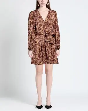 OTTOD'AME Floral-print Crepe Mini Wrap Dress - Brown