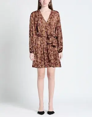 OTTOD'AME Floral-print Crepe Mini Wrap Dress - Brown