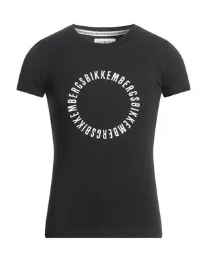 BIKKEMBERGS Man T-shirt Grey Size M Cotton, Elastane Black