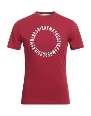 BIKKEMBERGS Man T-shirt Grey Size M Cotton, Elastane Red