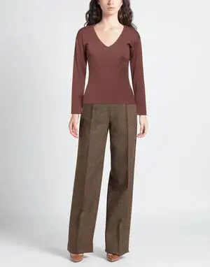 Alpha Studio Knitted V-neck Top - Brown