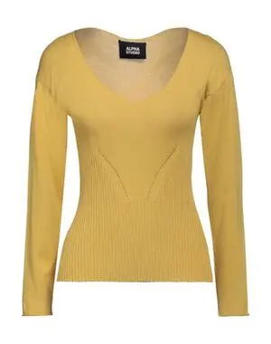 Alpha Studio ALPHA STUDIO Knitted V-Neck Top Yellow