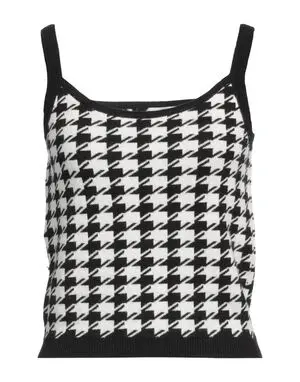 VICOLO Sleeveless Houndstooth Knit Top - Black