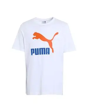 PUMA Classics Logo Tee (s) Man T-shirt Azure Size S Cotton White