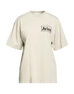 Aries Cotton Jersey T-shirt With Logo Print - Beige
