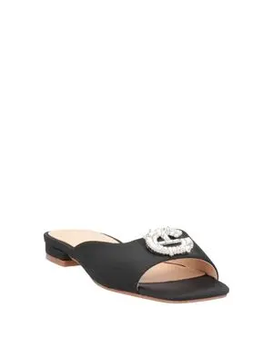 GAËLLE PARIS Rhinestone Appliqué Flat Slides - Black